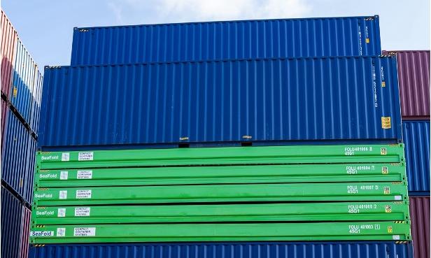 Five-in-one foldable shipping container to reduce cost, space, carbon